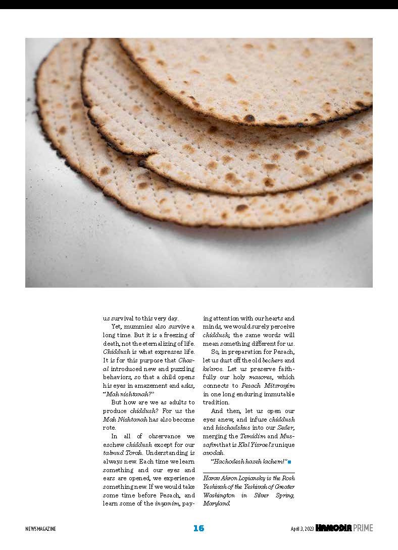 📄 Pesach – Rote and Renewal – Hamodia – Shiurim of Rav Aaron Lopiansky